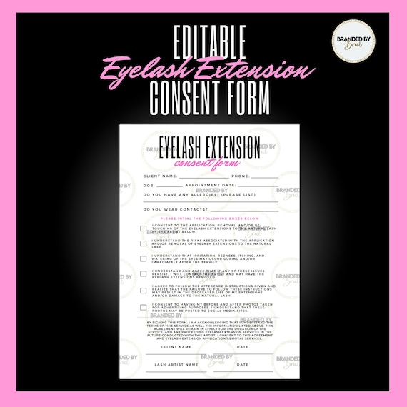 Editable Eyelash Extensions Consent Form - Etsy