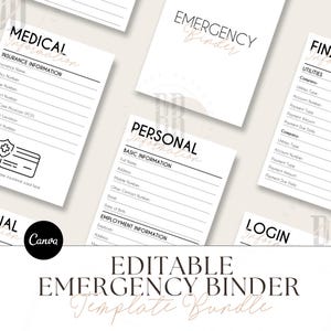 Editable Emergency Binder Template - Etsy