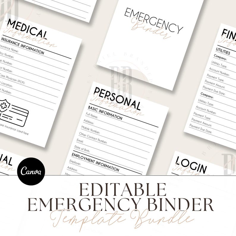 Editable Emergency Binder Template - Etsy