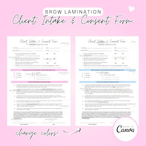 EDITABLE Brow Lamination Client Intake and Consent Form - Etsy