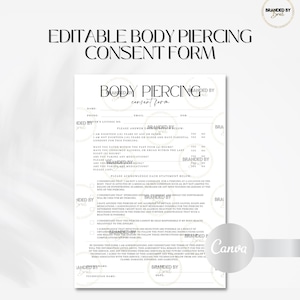 Editable Body Piercing Consent Form Template - Etsy