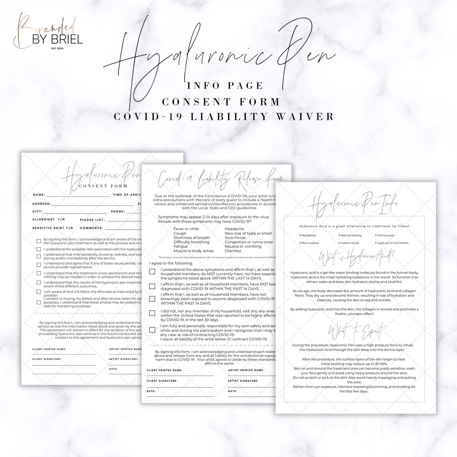 Simple Hyaluronic Pen Consent Form PRINTABLE & DOWNLOADABLE! - Etsy