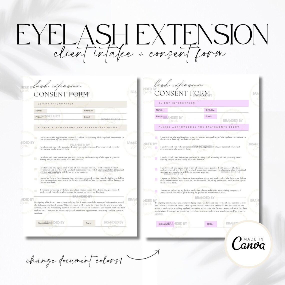 Editable Eyelash Extensions Consent Form - Etsy