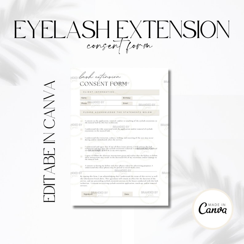 Editable Eyelash Extensions Consent Form - Etsy