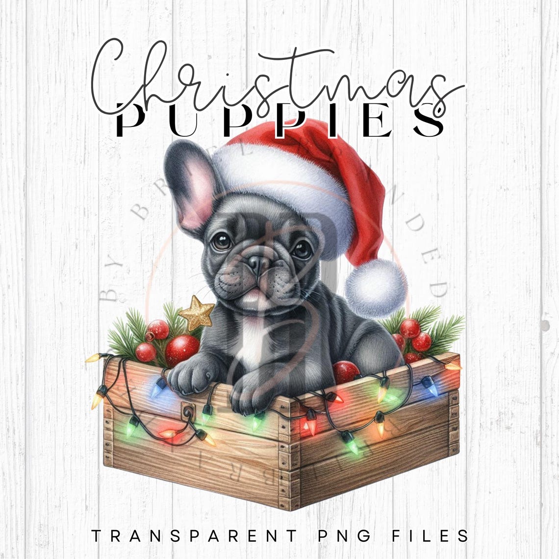 Frenchie Grey French Bulldog Christmas Holiday Themed PNG Sublimation ...