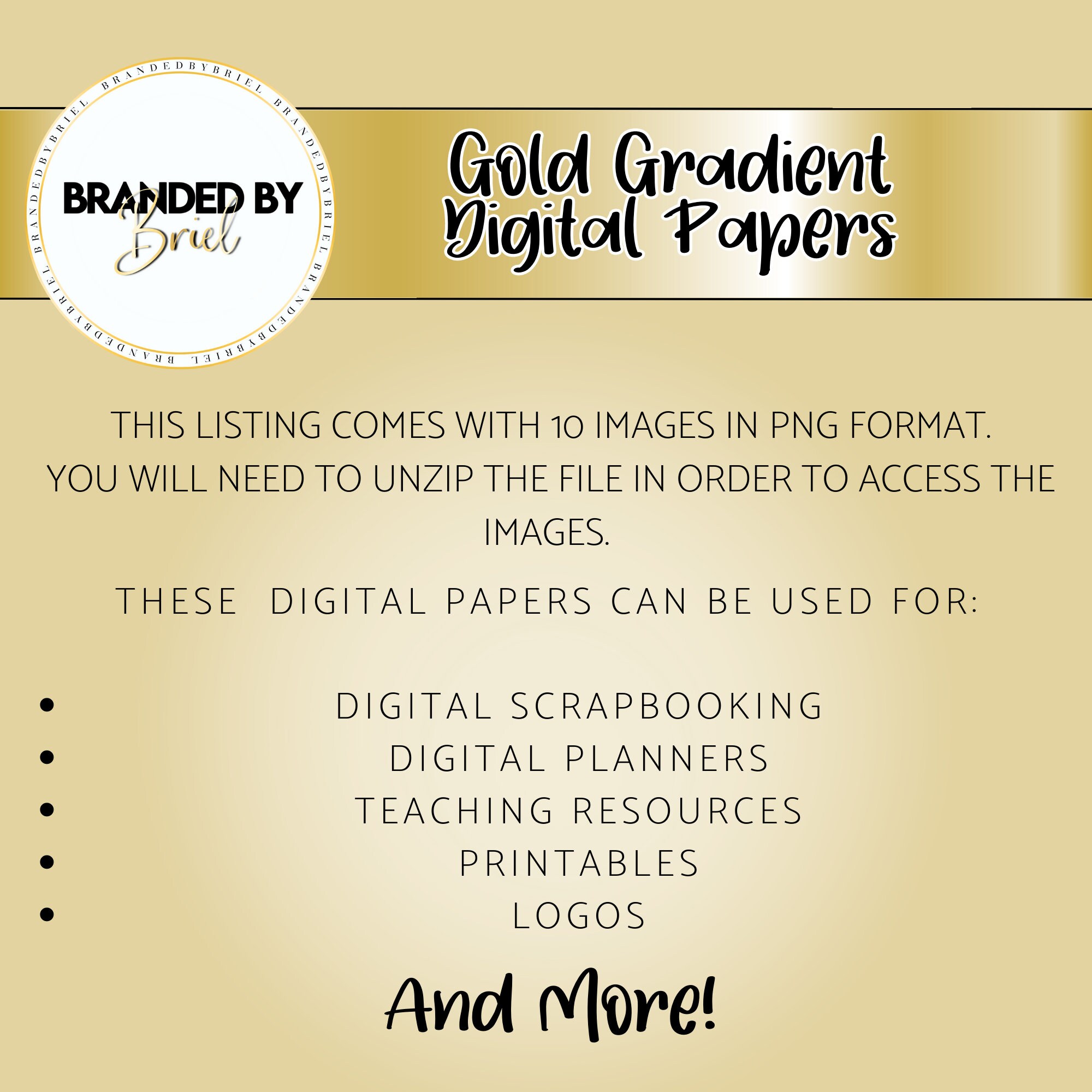 Gold Foil Gradient Digital Papers PNG - Etsy