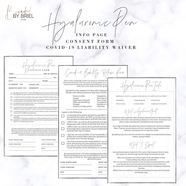 Simple Hyaluronic Pen Consent Form PRINTABLE & DOWNLOADABLE | Etsy