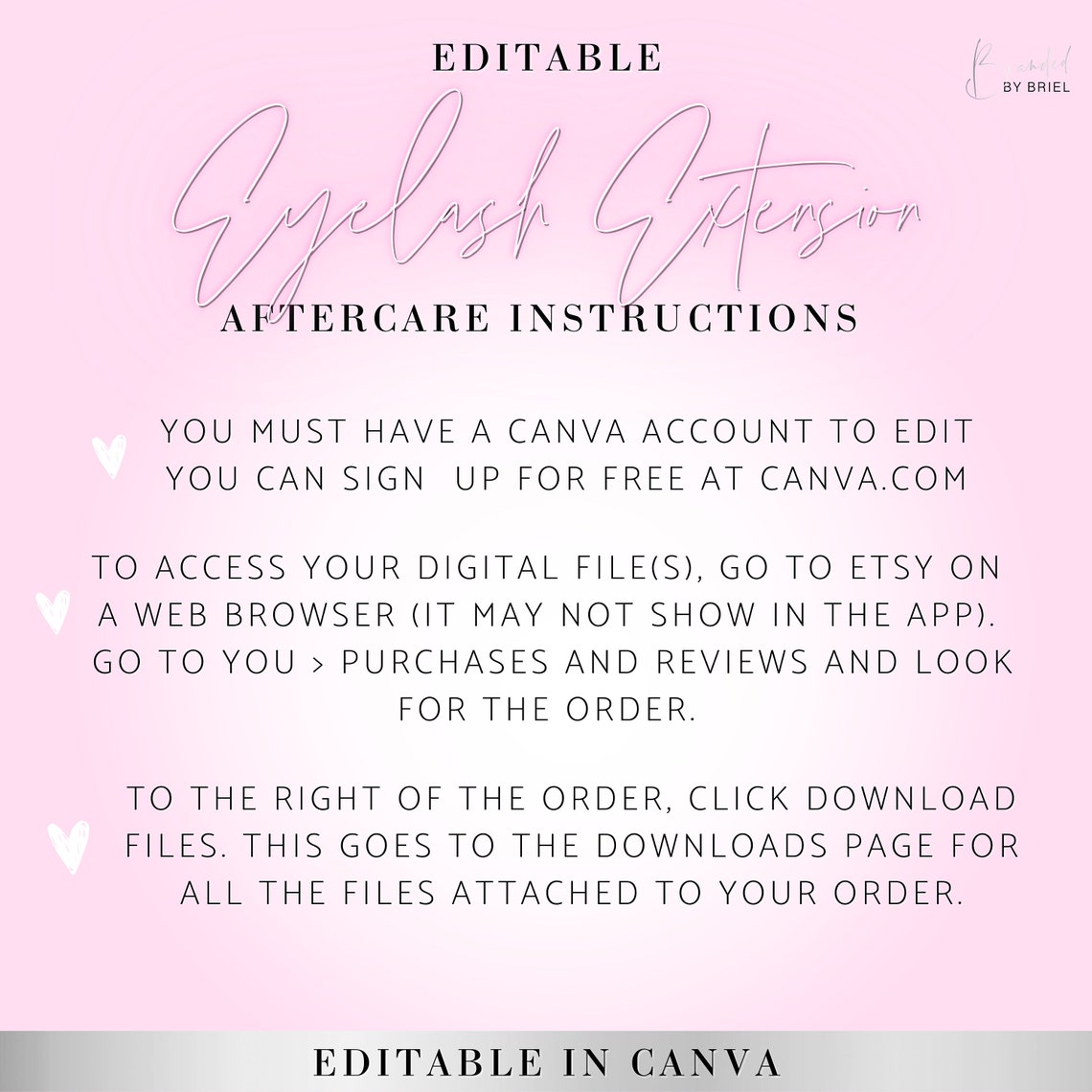 Editable Eyelash Extensions Aftercare Instructions - Etsy
