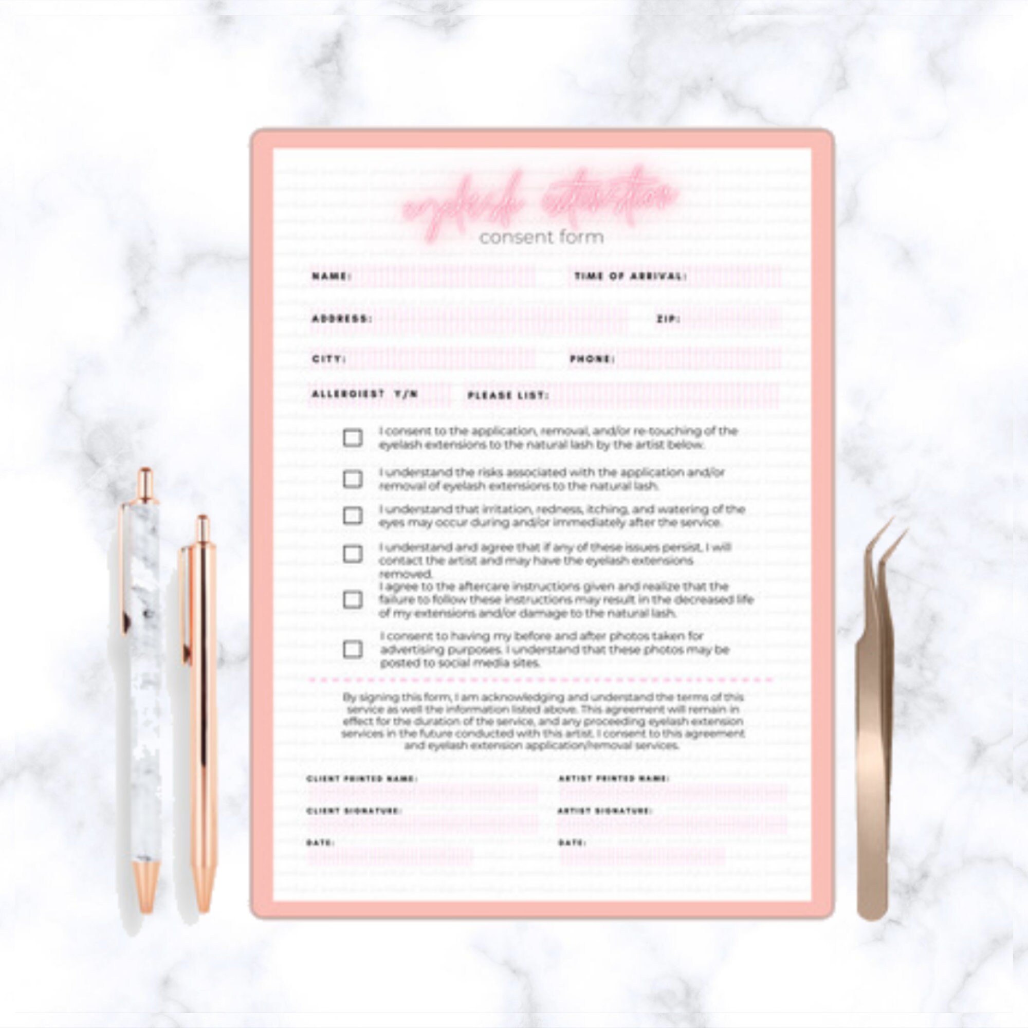 Eyelash Extensions Consent Form PRINTABLE & DOWNLOADABLE | Etsy