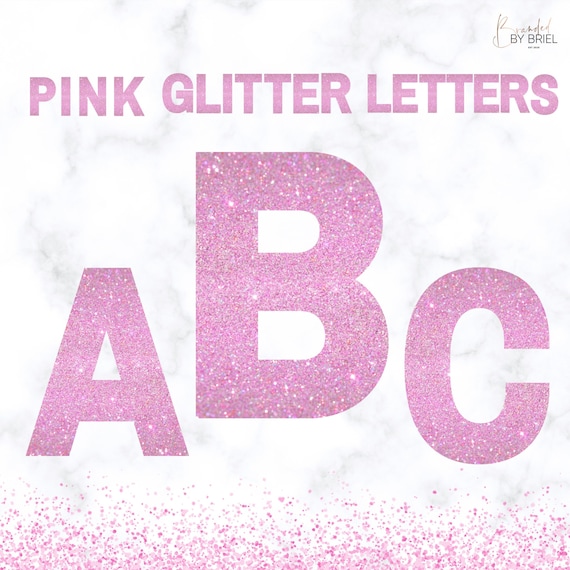 Pink Glitter Letters and Numbers PNG | Etsy