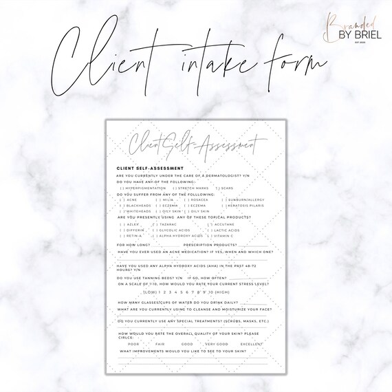 Simple Client Intake Form and Client Self-assessment for - Etsy Canada