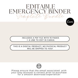 Editable Emergency Binder Template - Etsy