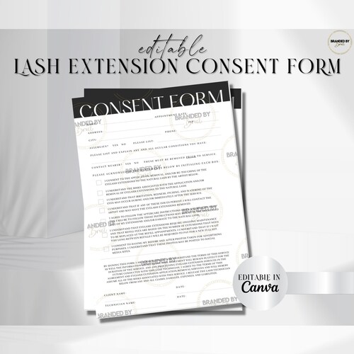 Editable Modern Black Eyelash Extensions Consent Form Template - Etsy