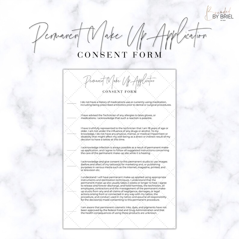 Simple Permanent Makeup Consent Form - Etsy