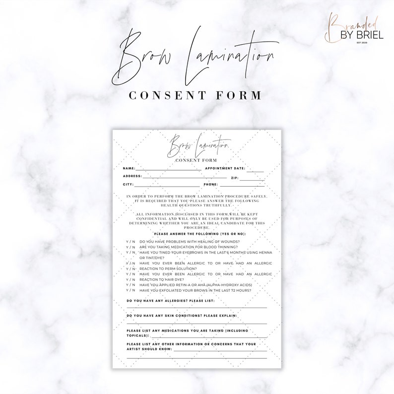 Brow Lamination Consent Form - Etsy Canada