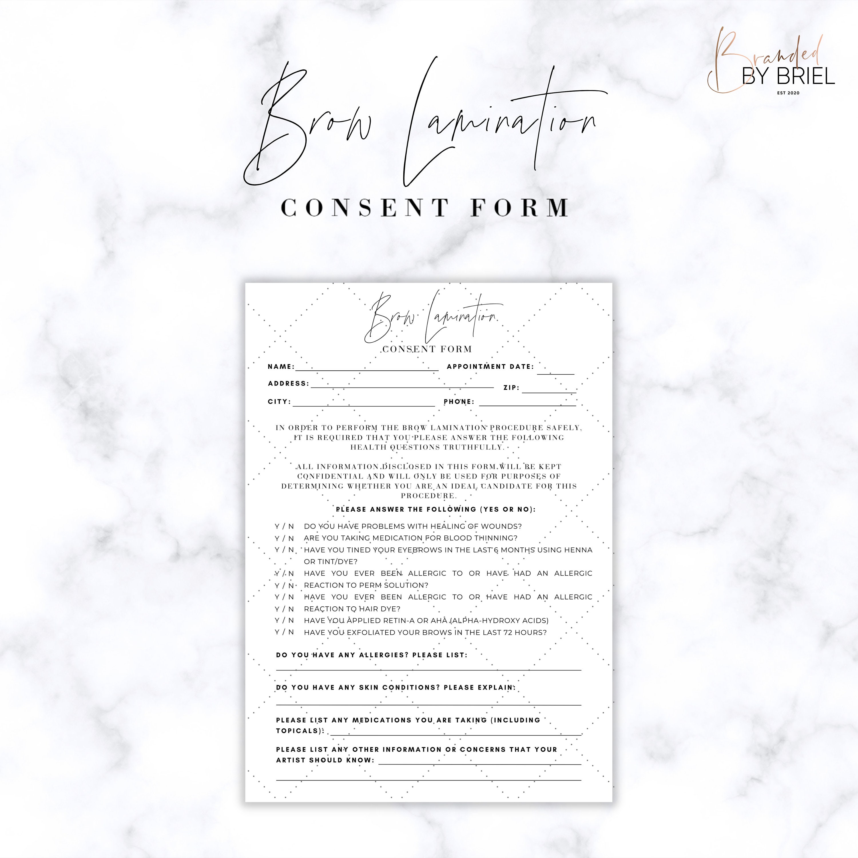 Brow Lamination Consent Form - Etsy