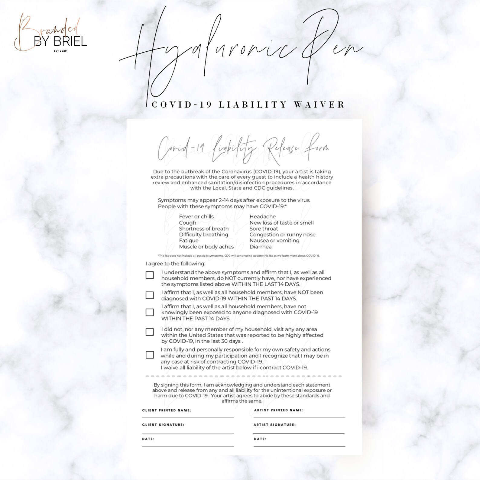 Simple Hyaluronic Pen Consent Form PRINTABLE & DOWNLOADABLE! - Etsy