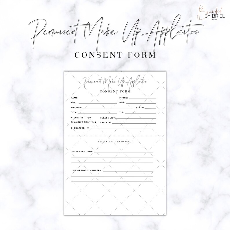 Simple Permanent Makeup Consent Form - Etsy