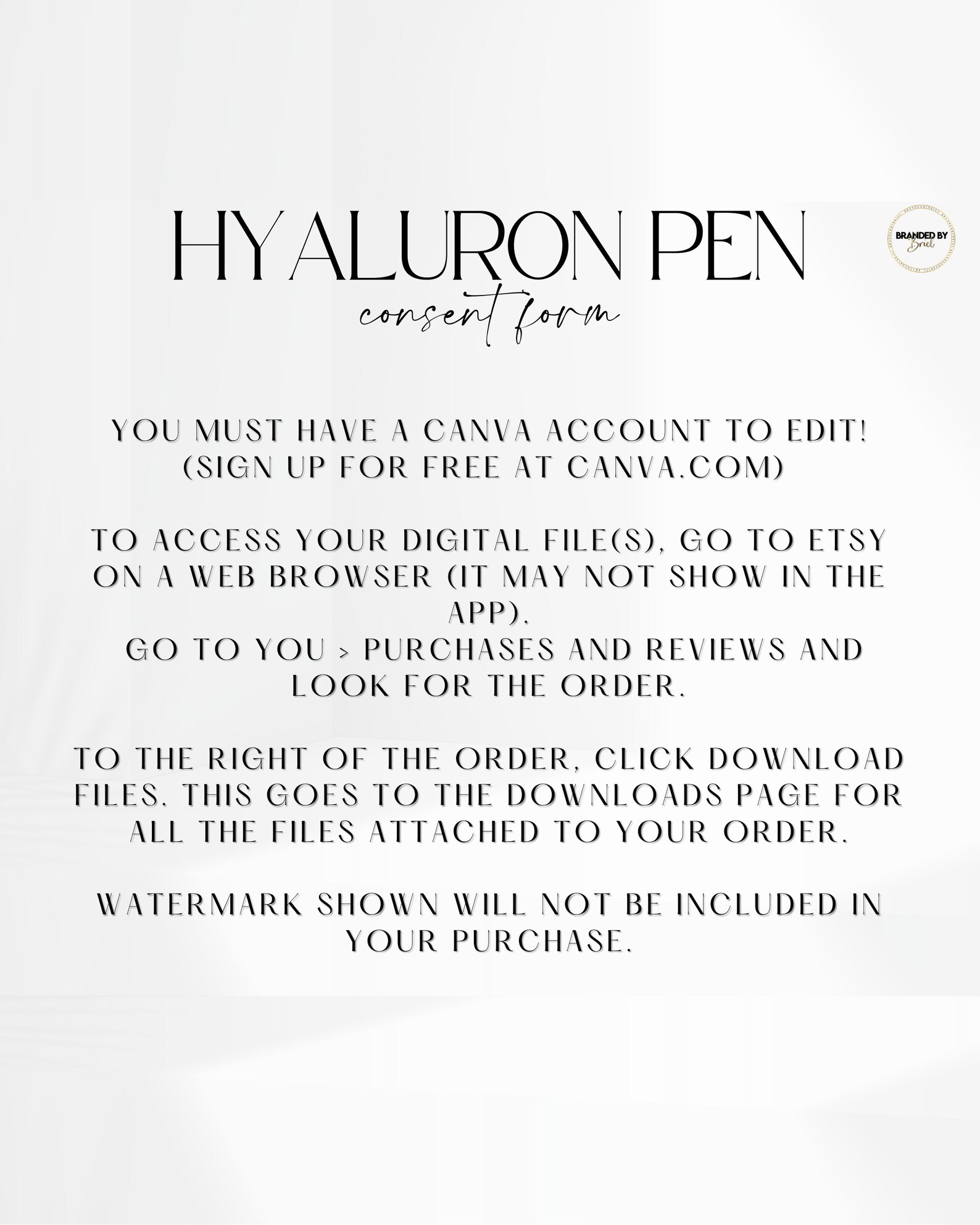 Editable Hyaluron Pen Consent Form With Info Page - Etsy