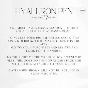 Editable Hyaluron Pen Consent Form With Info Page - Etsy