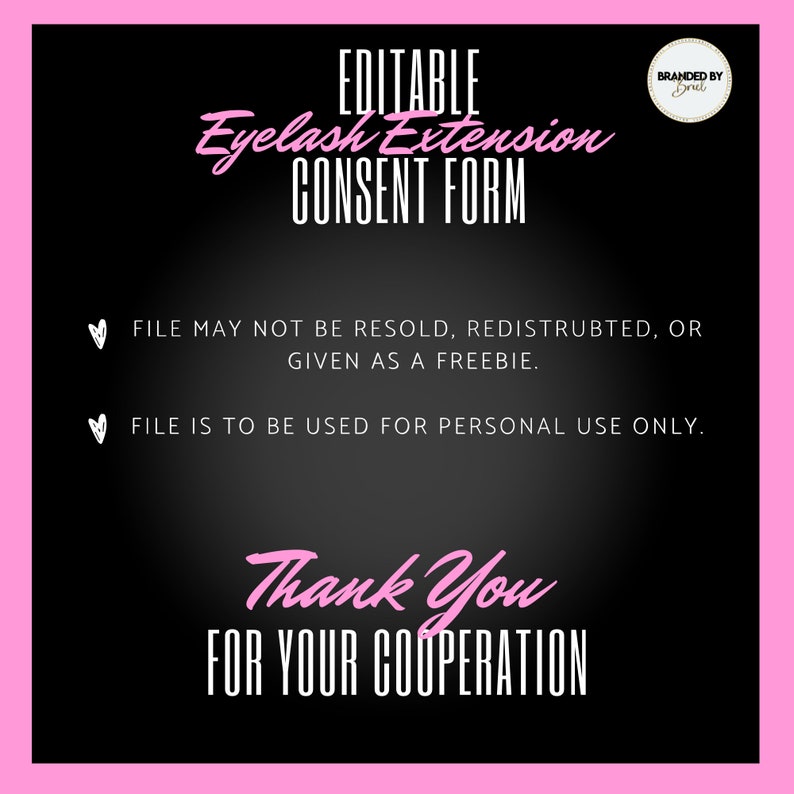 Editable Eyelash Extensions Consent Form - Etsy