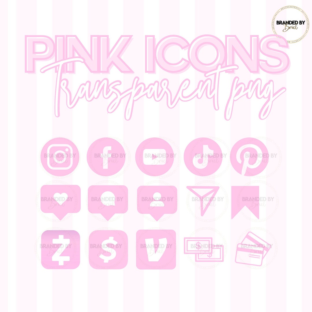 PINK Transparent Social Media and Small Business Icons - Etsy