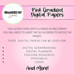 Pink Gradient Digital Papers PNG - Etsy