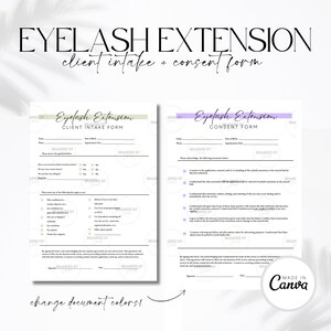 Editable Eyelash Extensions Consent Form - Etsy