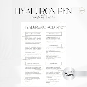 Editable Hyaluron Pen Consent Form With Info Page - Etsy