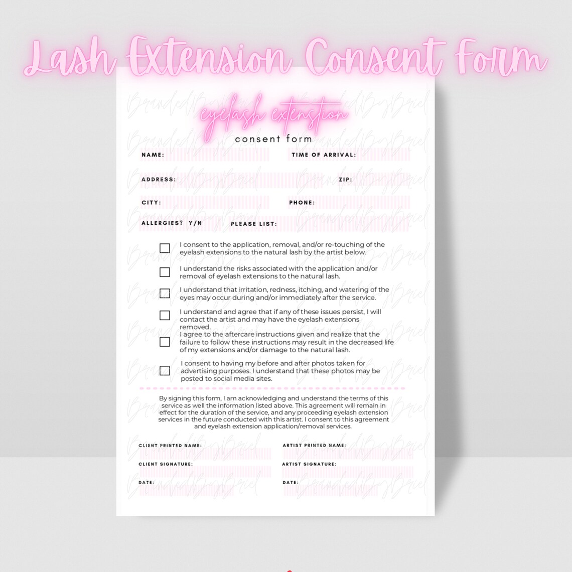 Lash Lift and Lash Extension Consent Form Bundle - Etsy UK