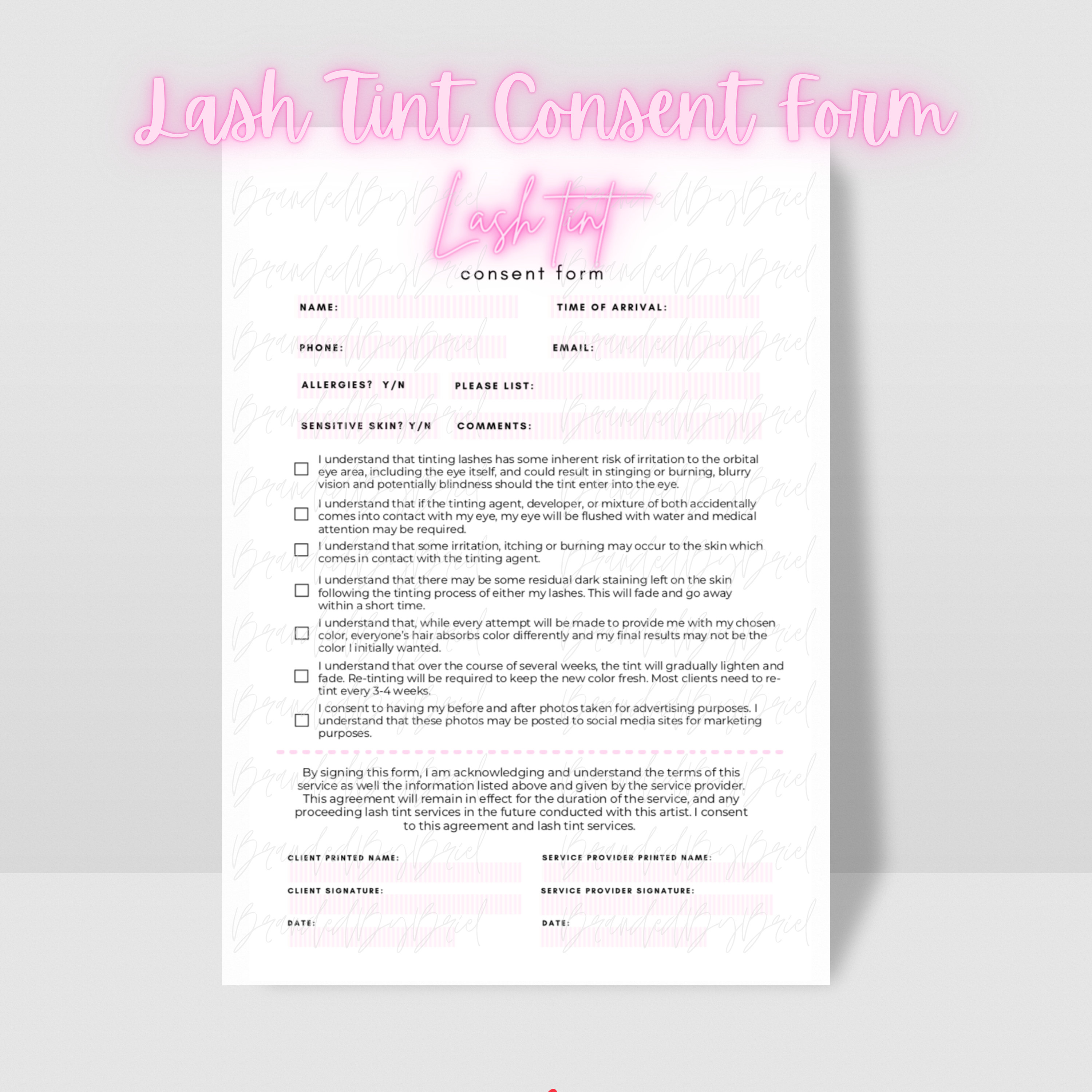 Lash Lift, Lash Tint, Lash Extension Consent Forms With COVID Liability ...