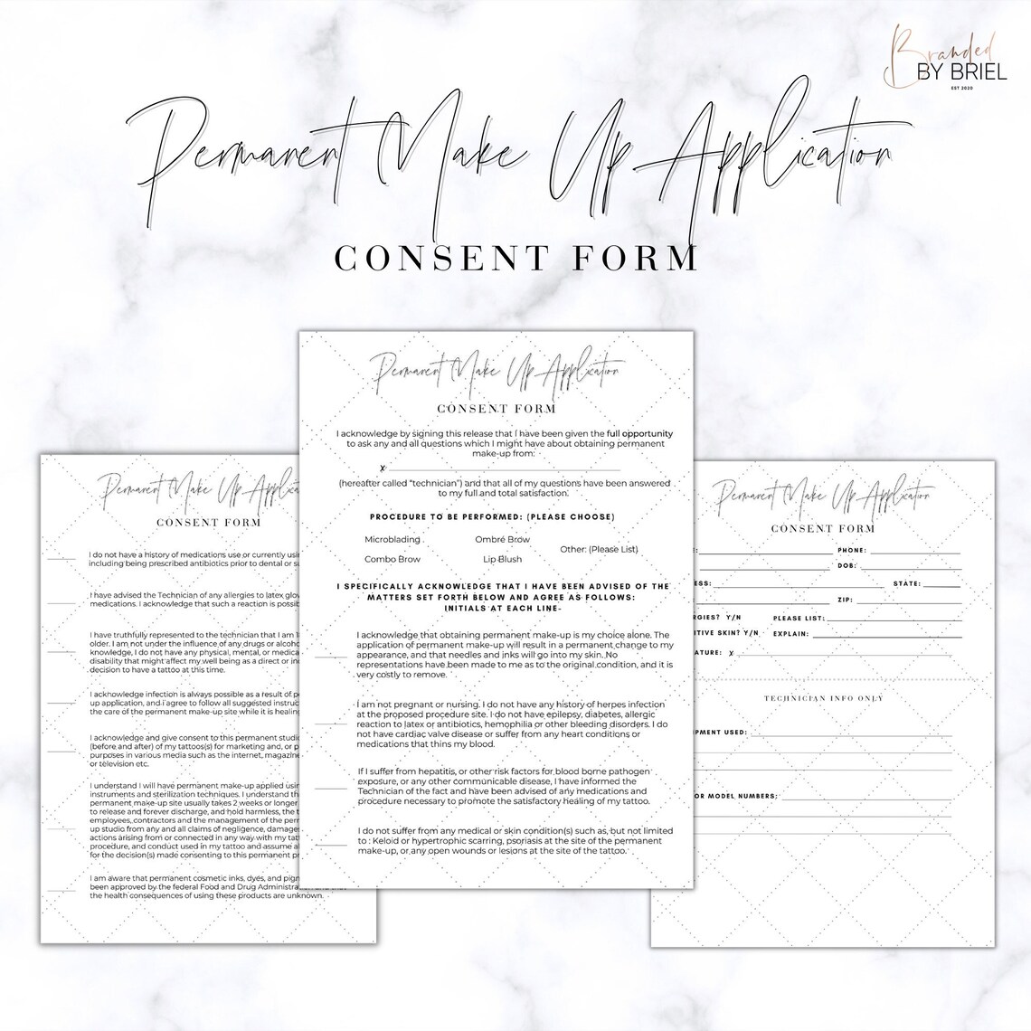 Simple Permanent Makeup Consent Form - Etsy