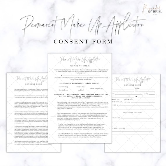 Simple Permanent Makeup Consent Form - Etsy