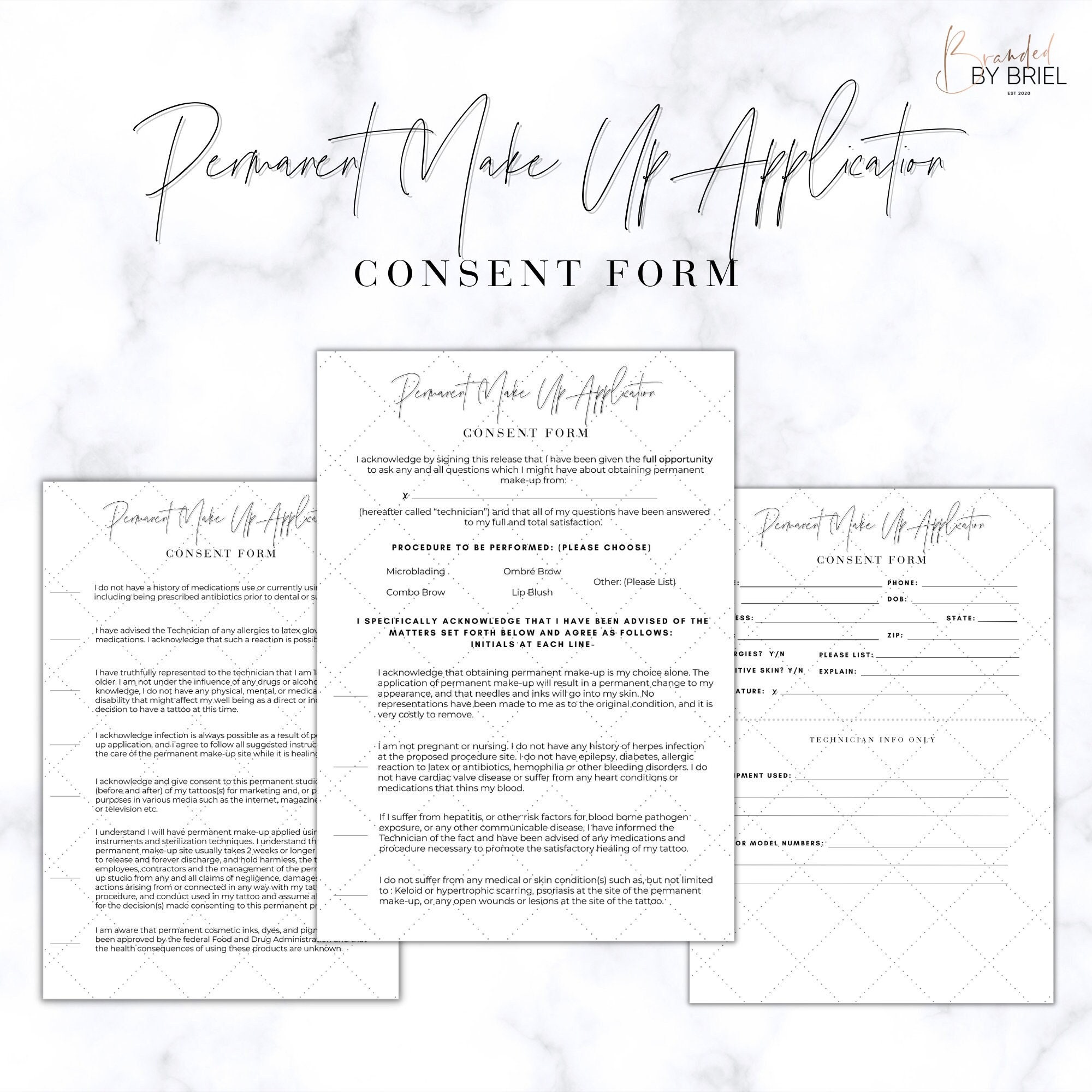Simple Permanent Makeup Consent Form - Etsy