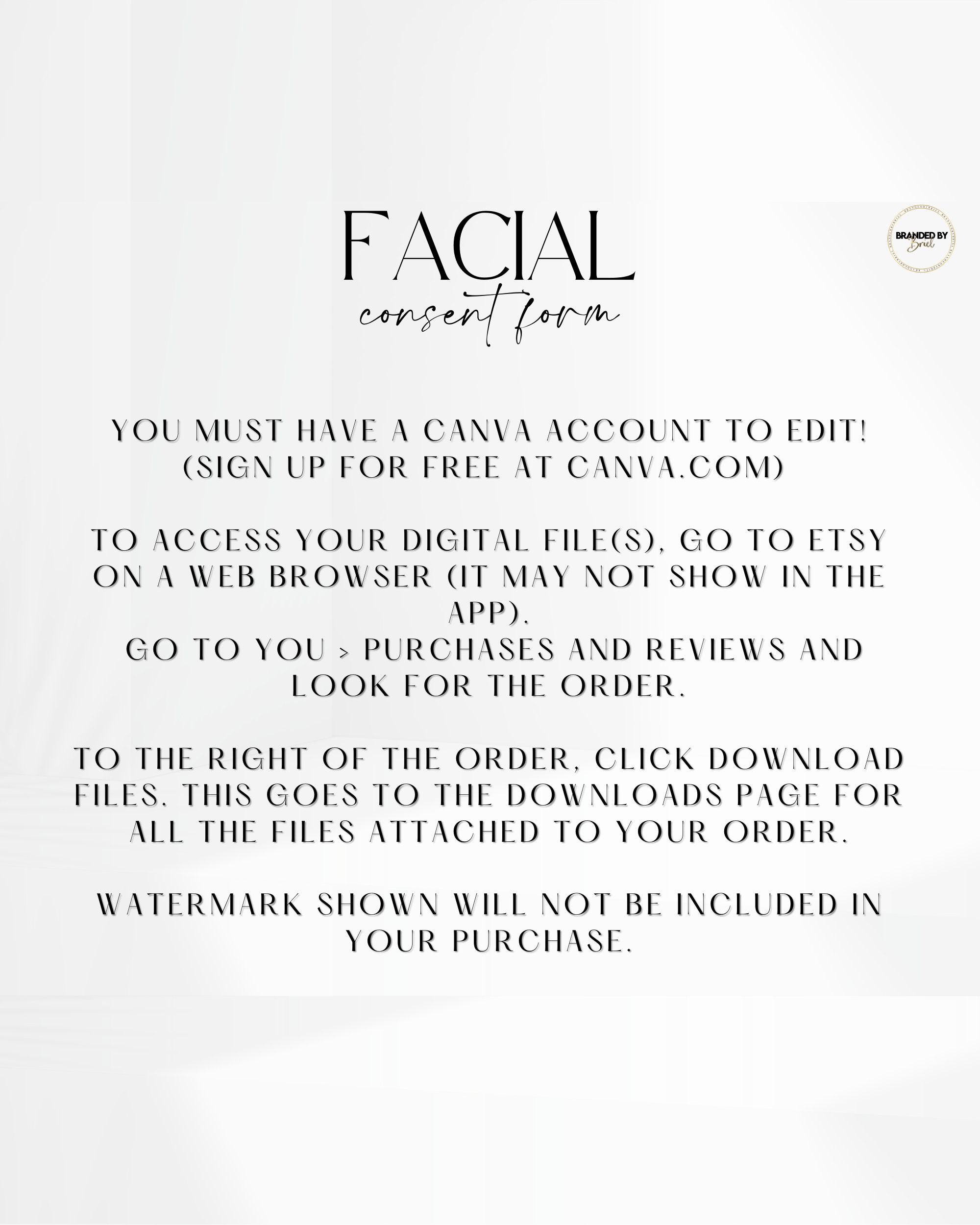 EDITABLE Facial Consent Form - Etsy