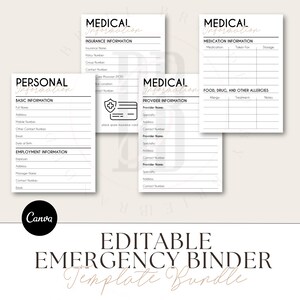Editable Emergency Binder Template - Etsy