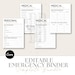 Editable Emergency Binder Template - Etsy