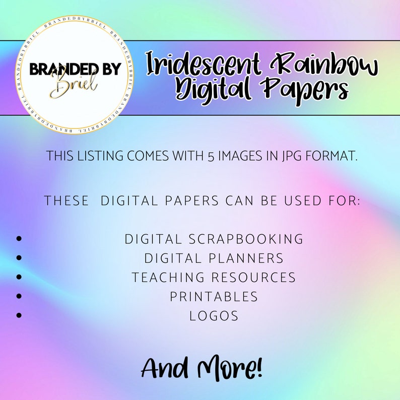 Iridescent Rainbow Digital Papers JPG - Etsy