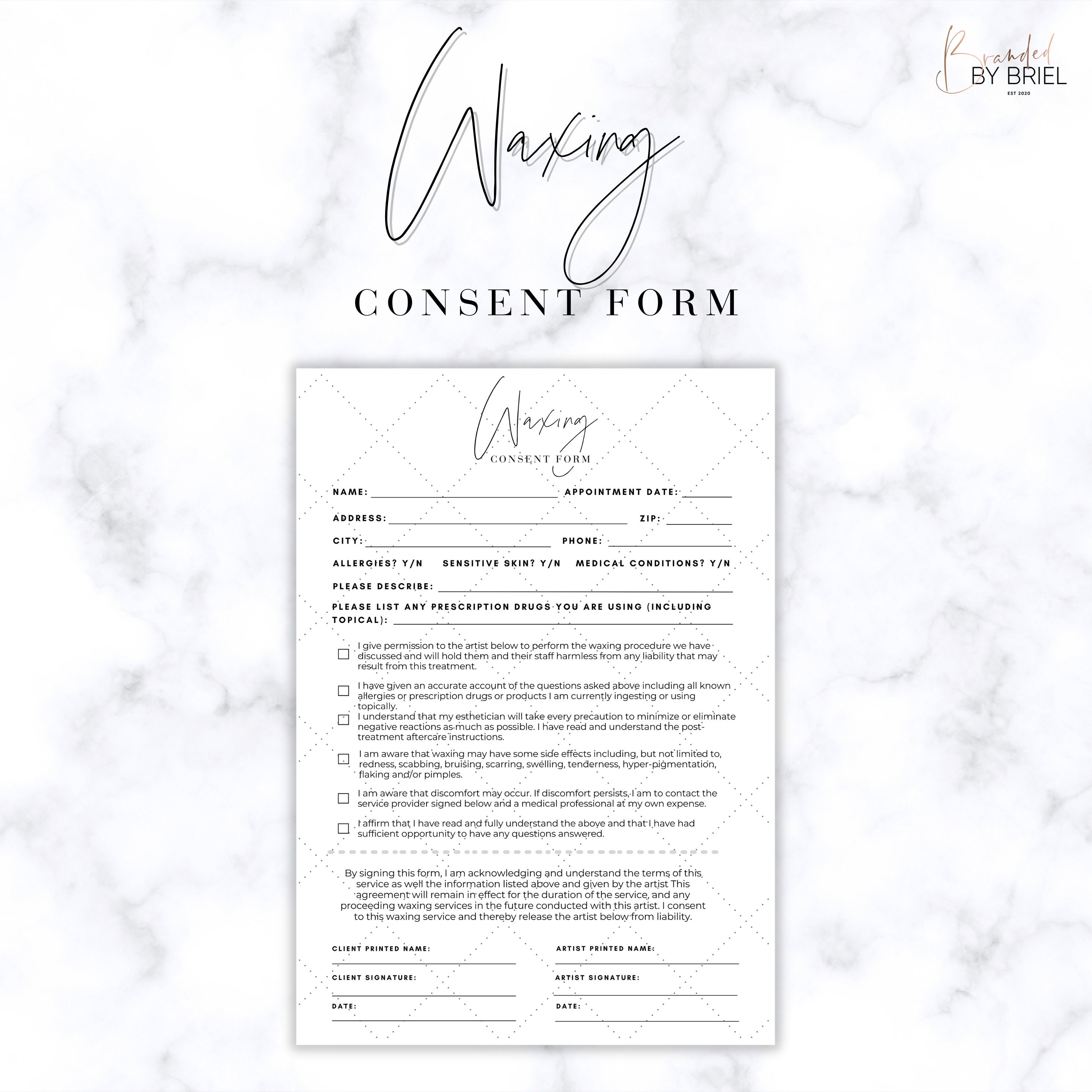 Waxing Consent Form - Etsy