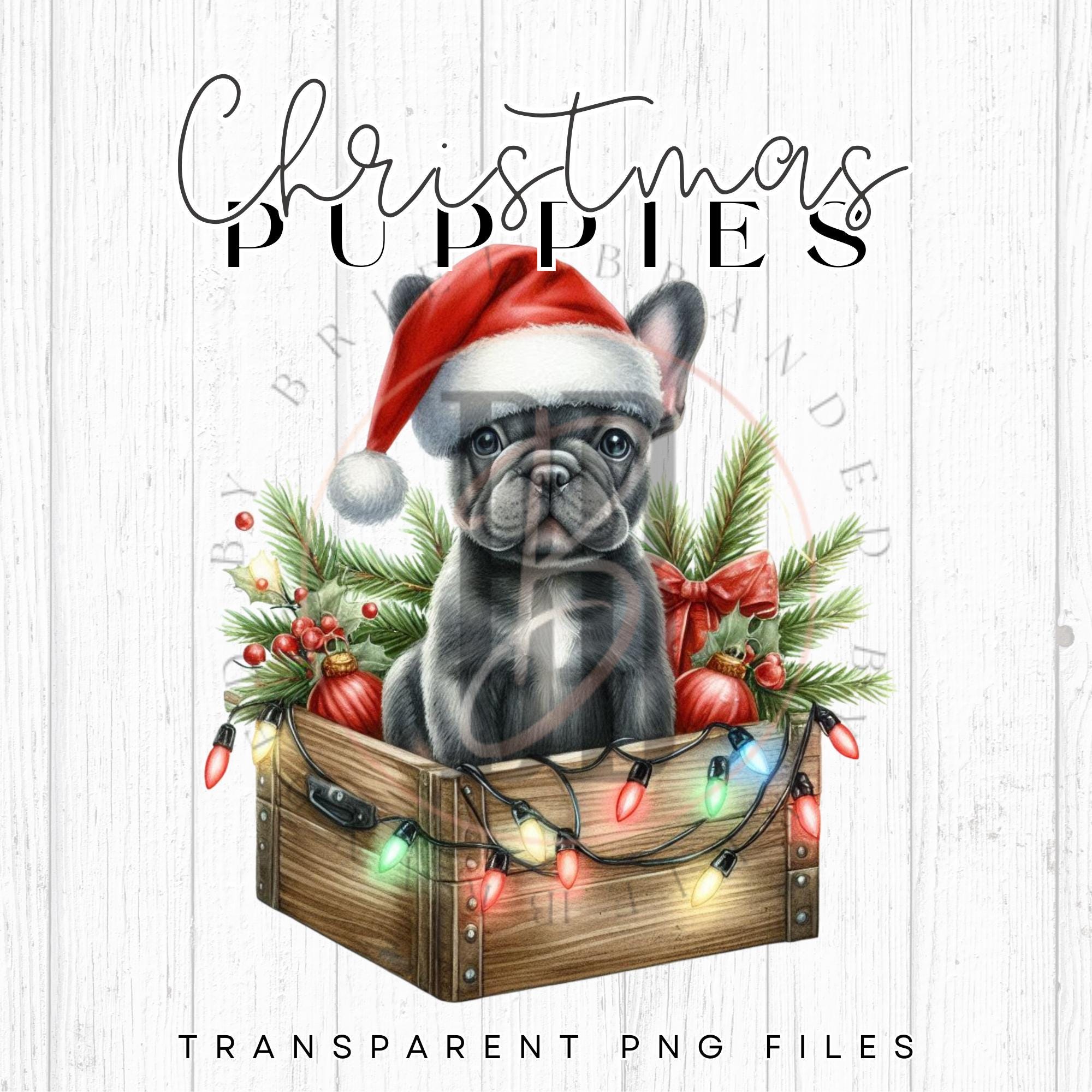 Frenchie Grey French Bulldog Christmas Holiday Themed PNG Sublimation ...