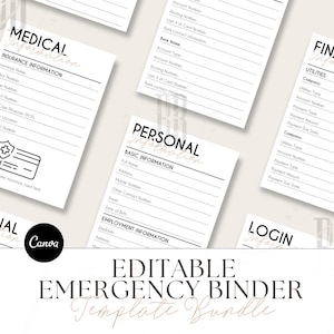 Editable Emergency Binder Template - Etsy