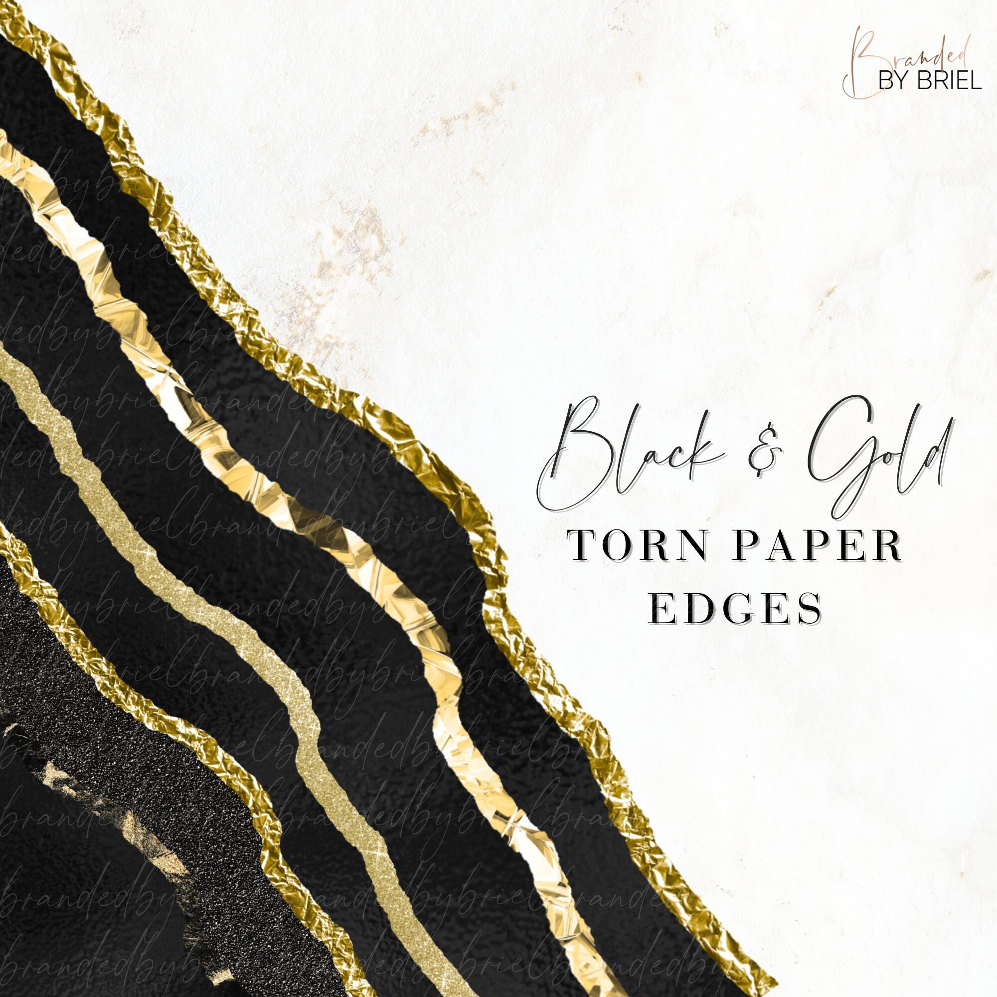 Gold and Black Paper Tears PNG Format - Etsy