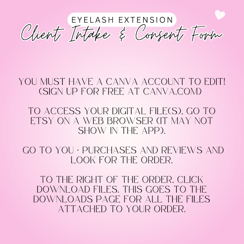 Editable Simple Eyelash Extensions Intake and Consent Form - Etsy