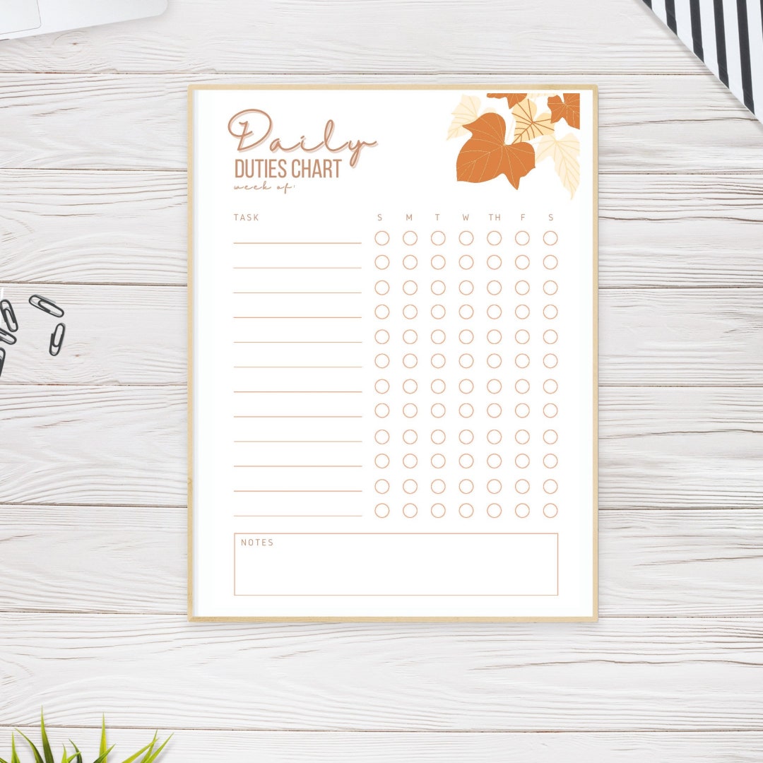Daily Duties Task Management List: Monthly & Weekly - Etsy