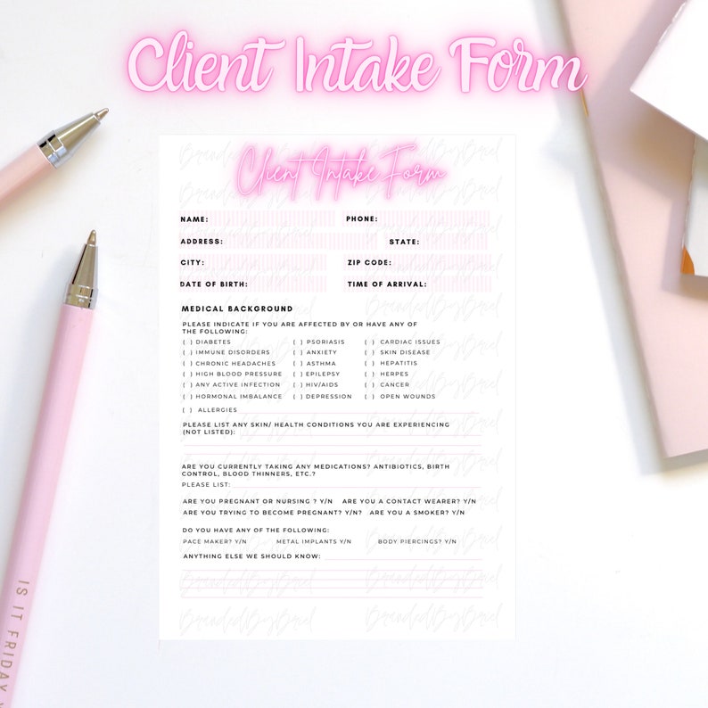 Client Intake Form and Client Self-assessment for Estheticians PRINTABLE & DOWNLOADABLE - Etsy