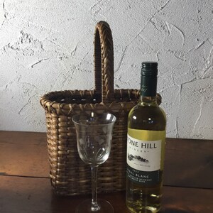 Handwoven Baskets, Two Bottle Wine Basket Carrier With Woven Handle - Etsy