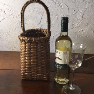 Handwoven Baskets, Two Bottle Wine Basket Carrier With Woven Handle - Etsy
