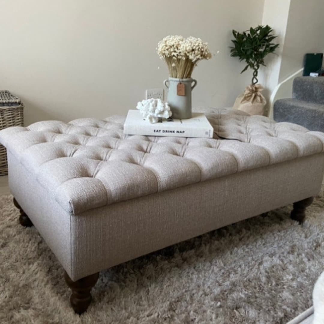 Ottoman Footstool Coffee Table Bench Puff Furniture Upholstered Storage ...