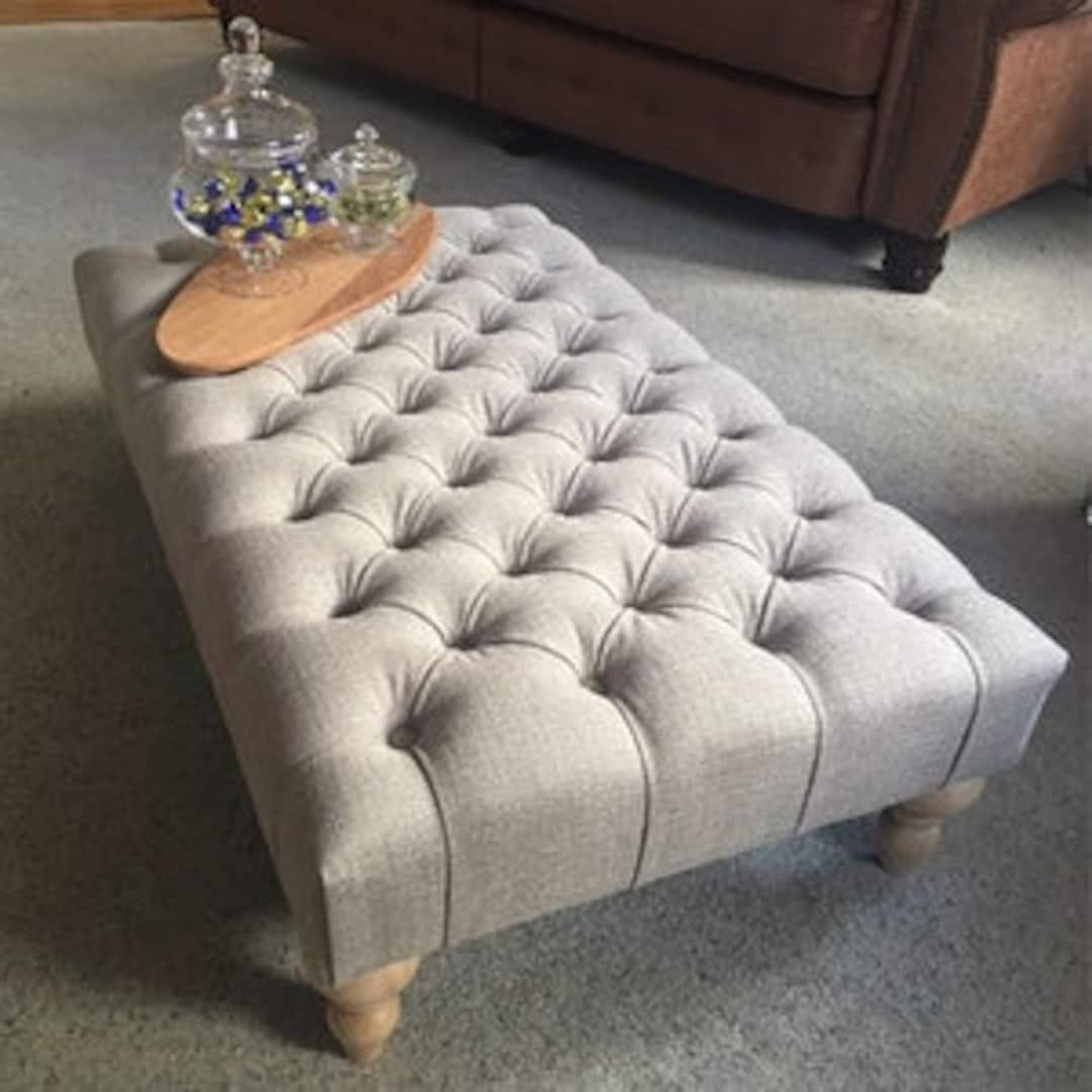 Large Bespoke Ottoman Footstool Coffee Table Chesterfield Style Deep ...