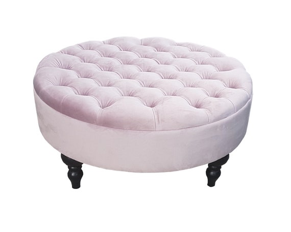 Large Round Deep Footstool Coffee Table Bench Puff Furniture Upholstered Handmade Chesterfield Pouffe Glamor Buttoned Modern Etsy UK